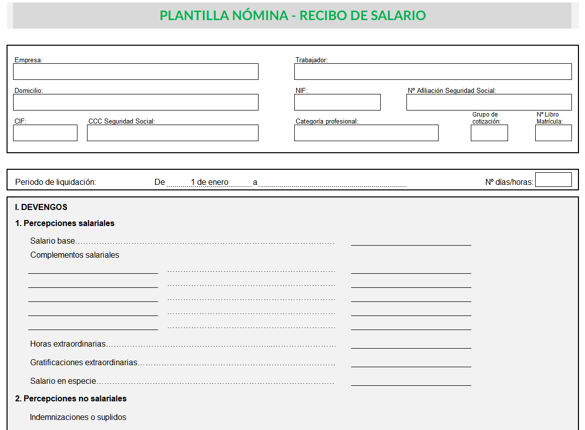 Plantilla excel nóminas GRATIS