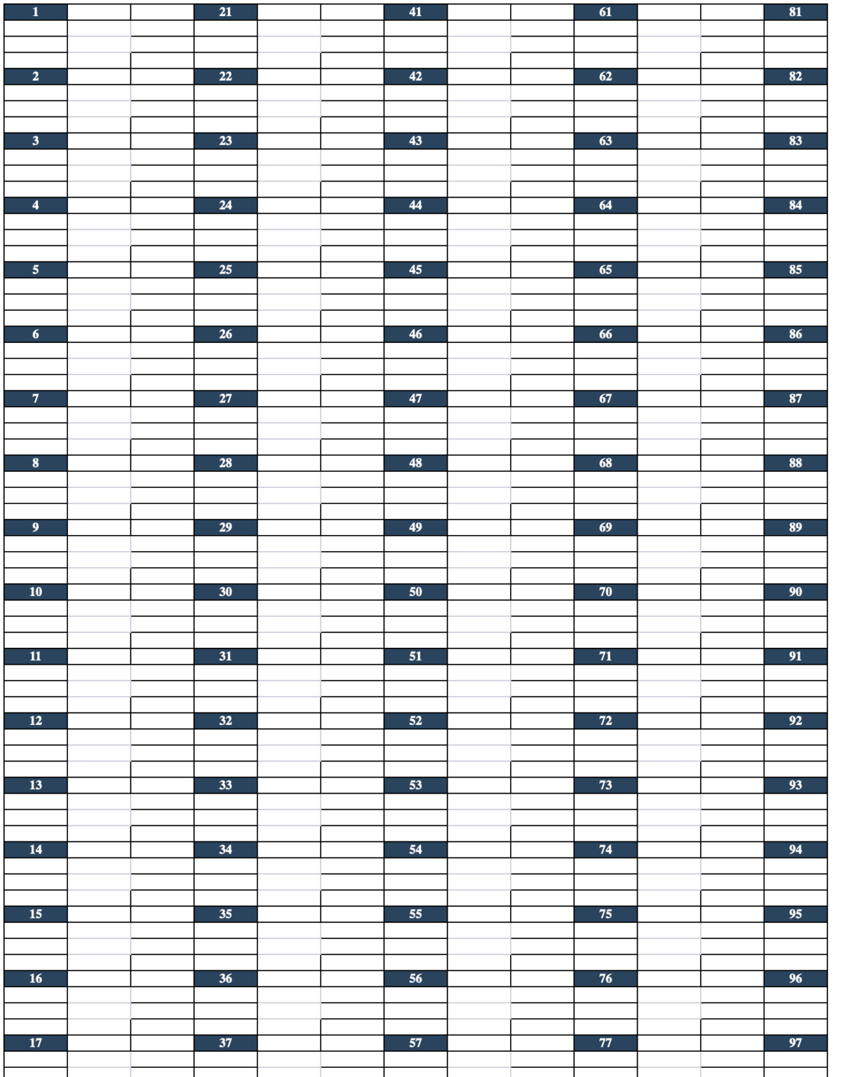 Impresionantes Hojas de Rifa de 100 Números para Imprimir en Excel ...