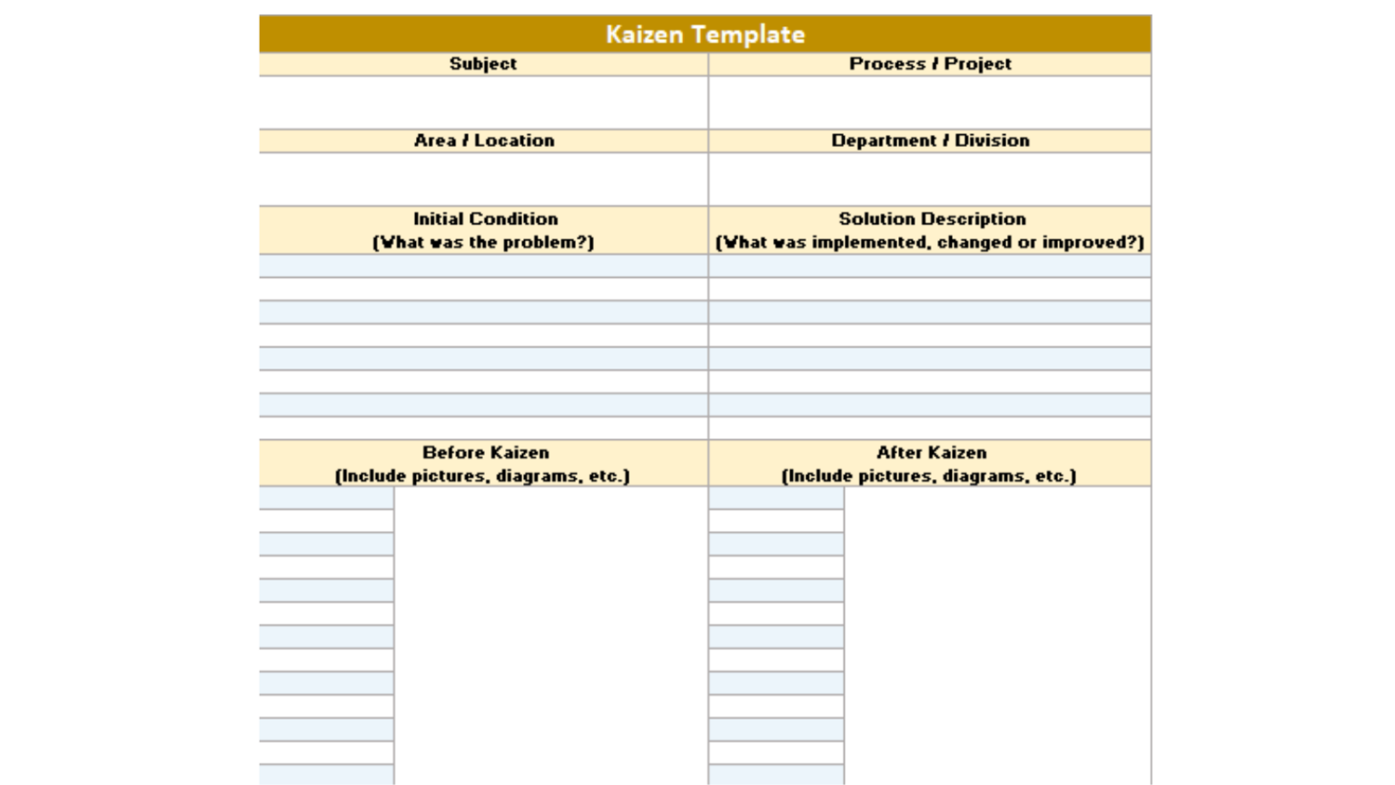 Plantilla excel Kaizen GRATIS
