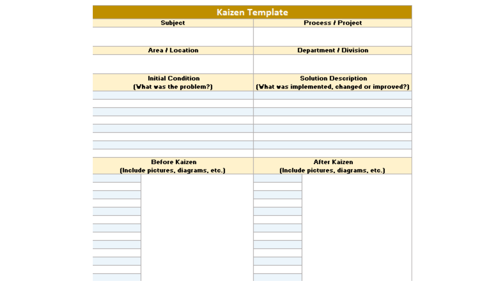 Plantilla excel Kaizen GRATIS