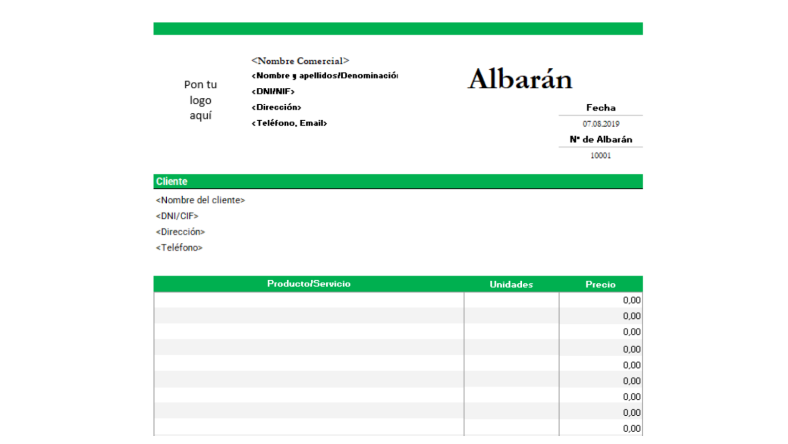 👉 Plantilla excel Albaranes GRATIS