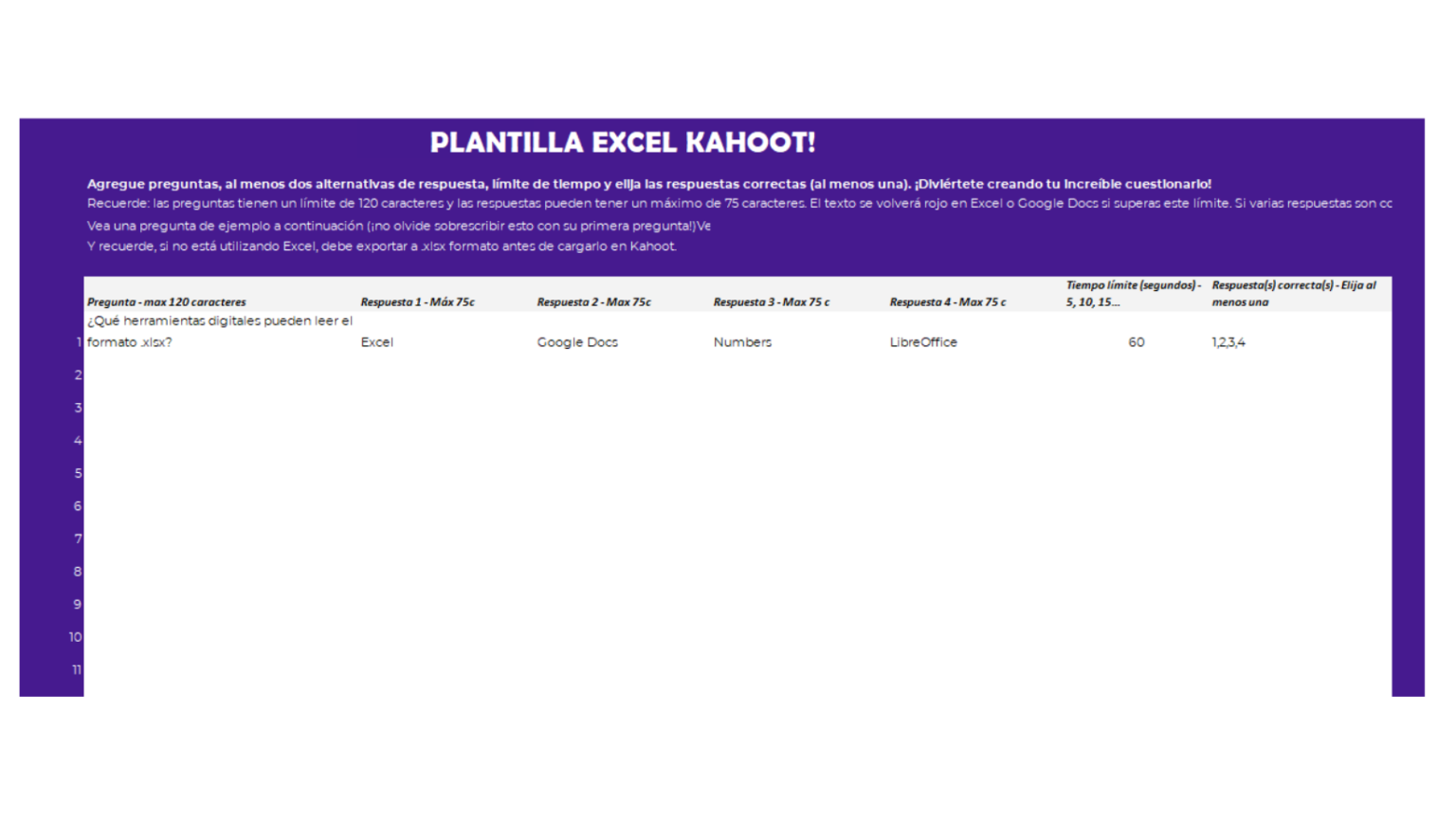 🥇 Plantilla excel Kahoot GRATIS