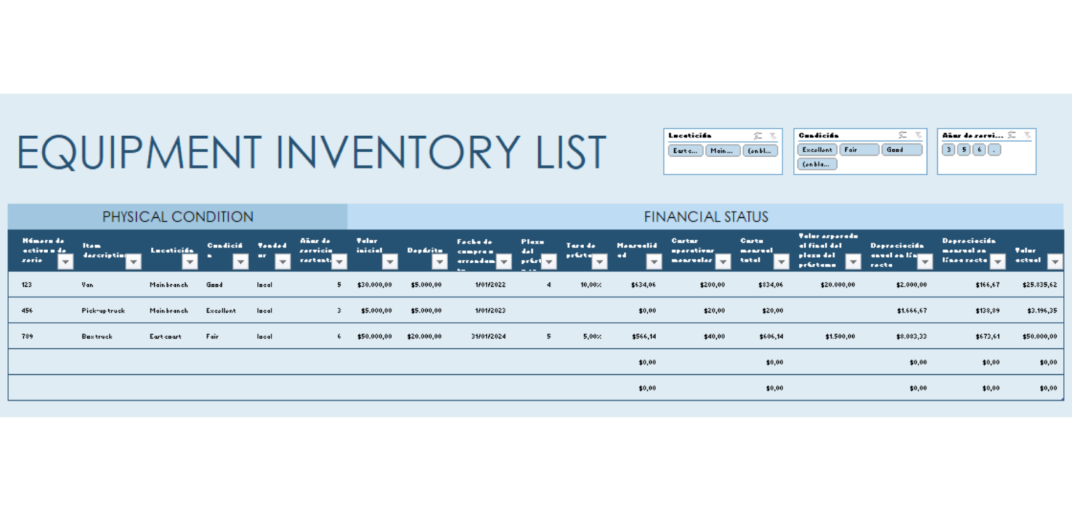 Plantilla de excel inventario Hardware